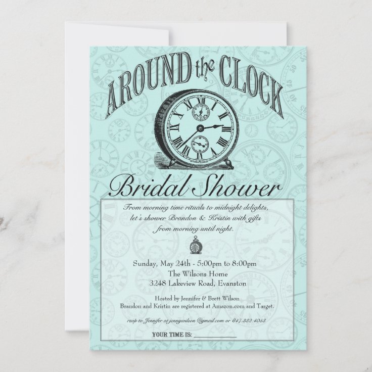 Around the Clock Bridal Shower Invitation | Zazzle