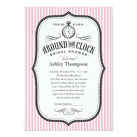 Around The Clock Bridal Shower Invitations | Zazzle.com