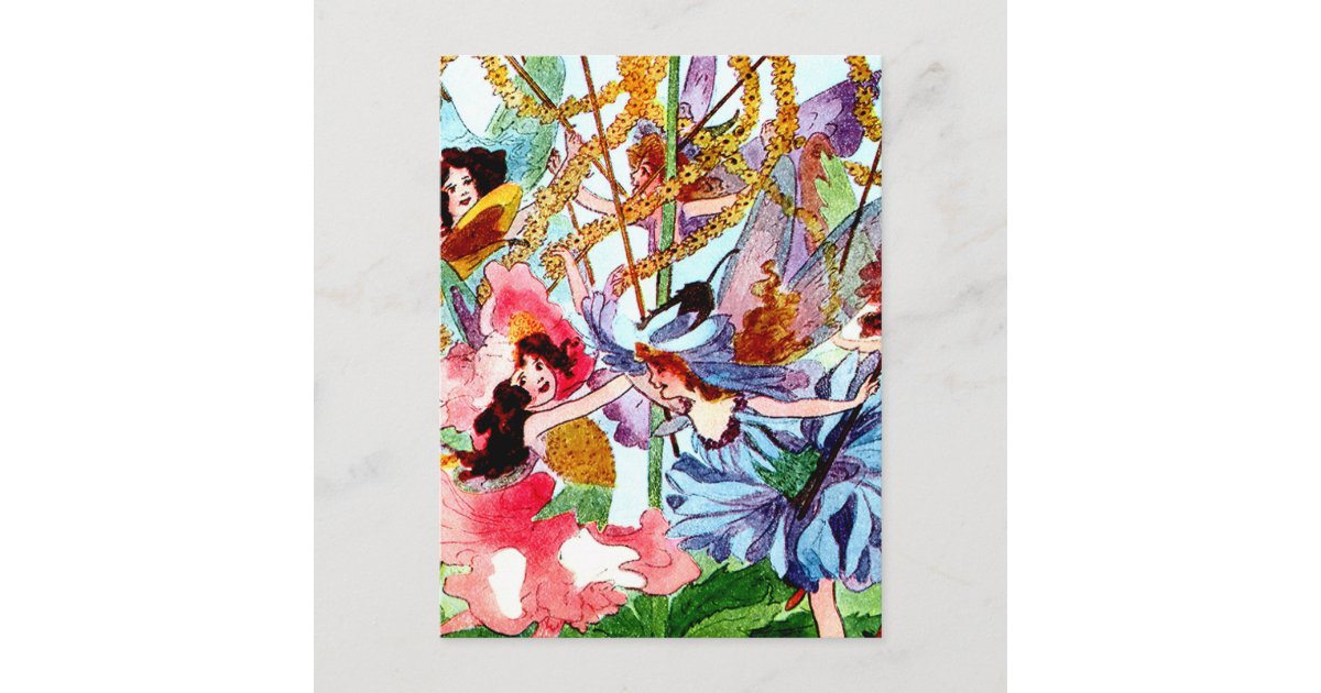 “Around the Maypole” Fairy Art by M T Ross Postcard | Zazzle