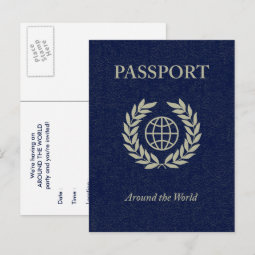 around the world : passport invitation postcard | Zazzle