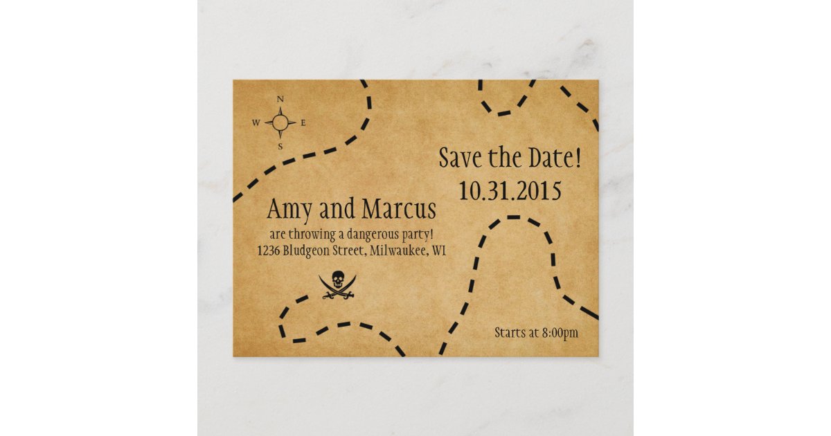 Arr! Pirate Themed Party Announcement Postcard | Zazzle