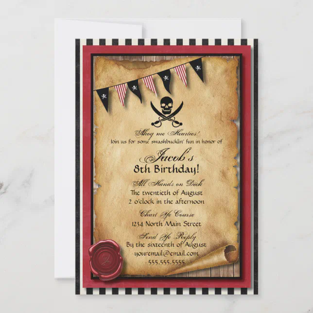 Arrgh! Pirate Birthday Party Invitation | Zazzle