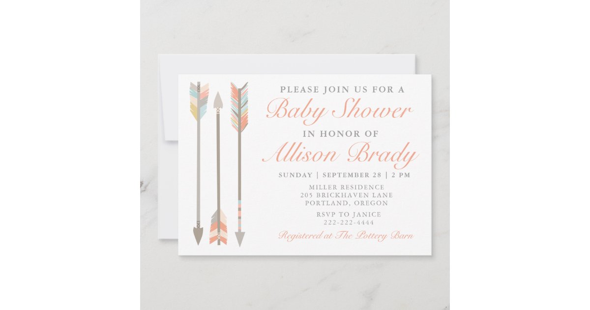 Arrow Baby Shower Invitation | Zazzle