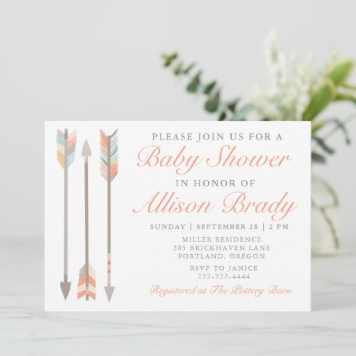 Arrow Baby Shower Invitation | Zazzle