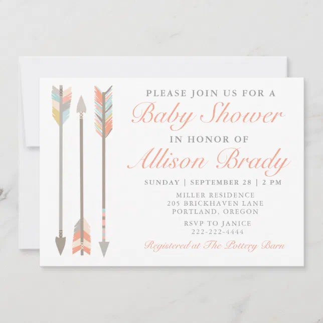 Arrow Baby Shower Invitation | Zazzle