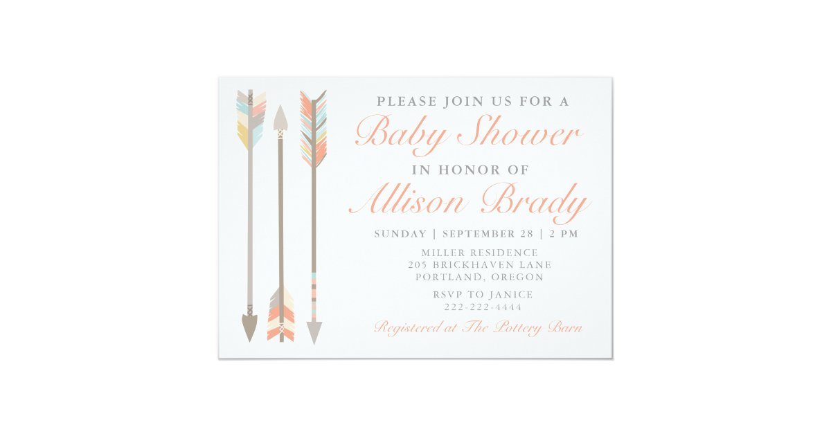 Arrow Baby Shower Invitation | Zazzle.com