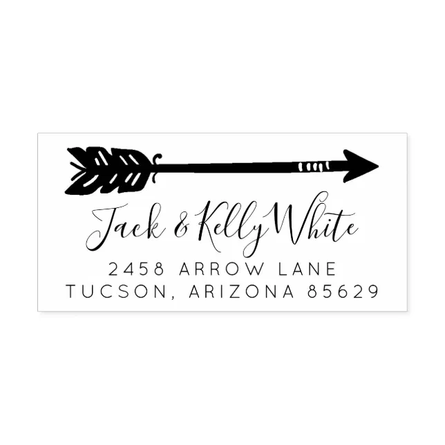 Arrow Wedding Newlywed Return Address Rubber Stamp | Zazzle