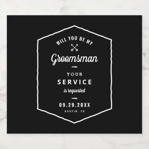 Arrows Groomsman Proposal Beer Bottle Label | Zazzle