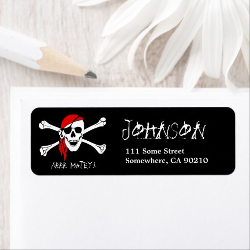 ARRR Matey Black Pirate Address Label | Zazzle