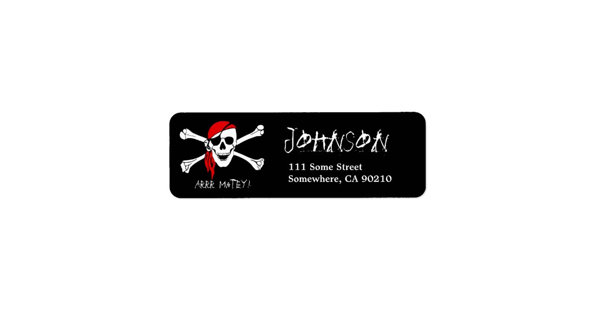 ARRR Matey Black Pirate Address Label | Zazzle