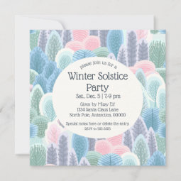 Arsty Winter Pastel Trees Christmas Party Invitation | Zazzle