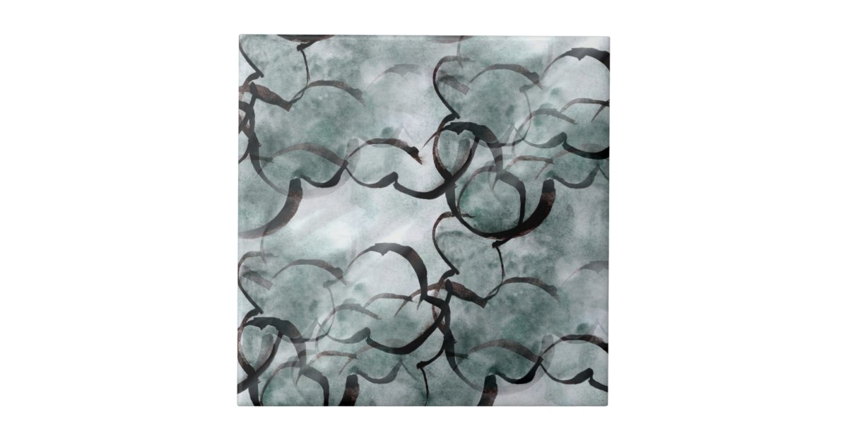 art avant-garde gray, black hand paint ceramic tile | Zazzle