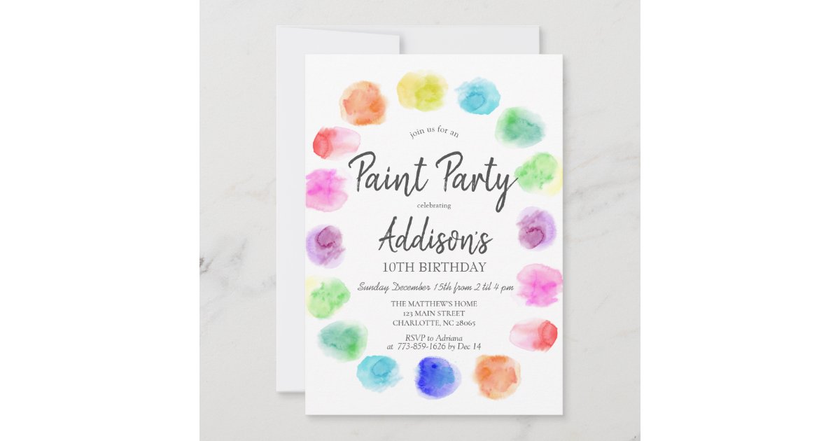 Art Birthday Invite, Paint Birthday Invitation, In Invitation | Zazzle