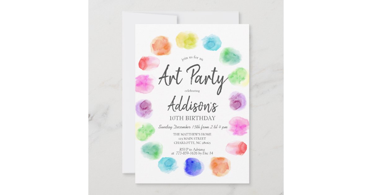 Art Birthday Invite, Paint Birthday Invitation, Invitation | Zazzle
