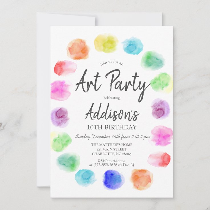 Art Birthday Invite, Paint Birthday Invitation, Invitation | Zazzle