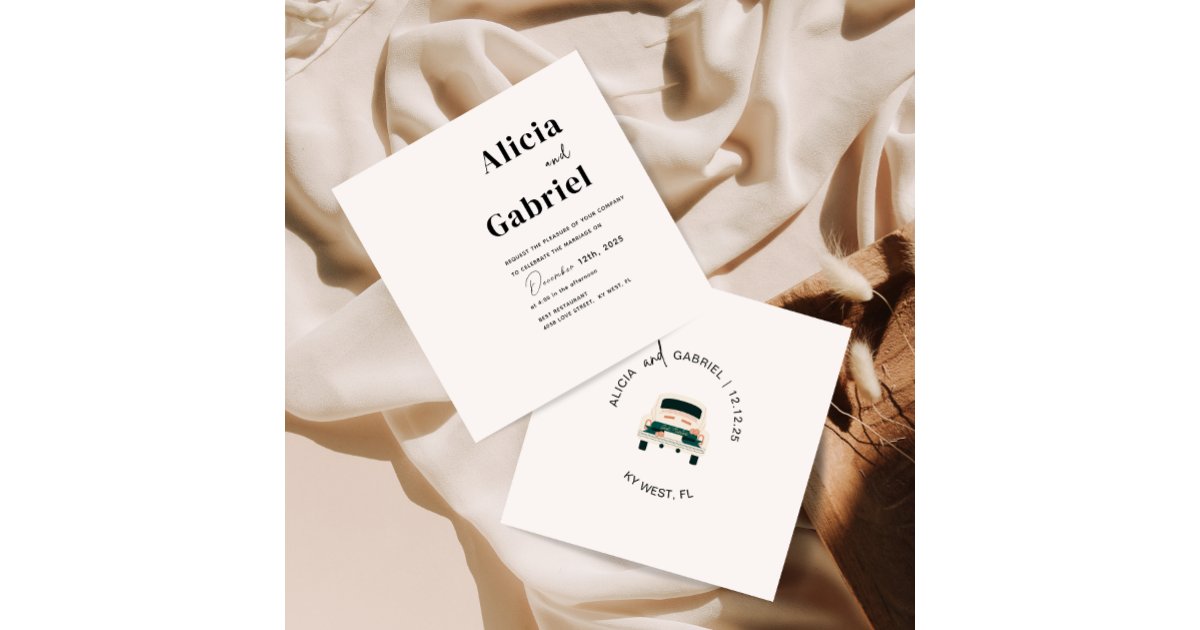 Art Car Wedding Invitation card | Zazzle