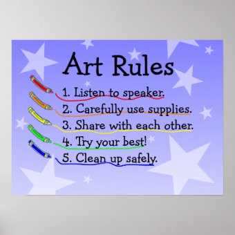 Art Class Rules Poster | Zazzle