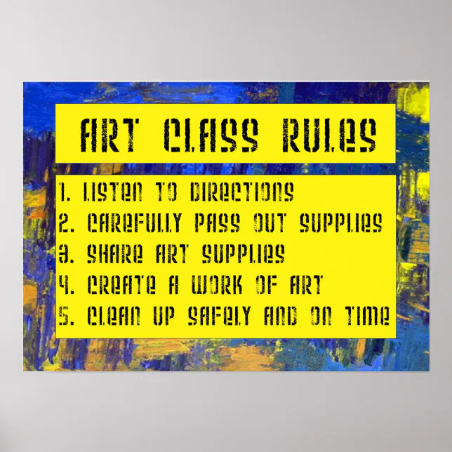 ART CLASS RULES POSTER | Zazzle