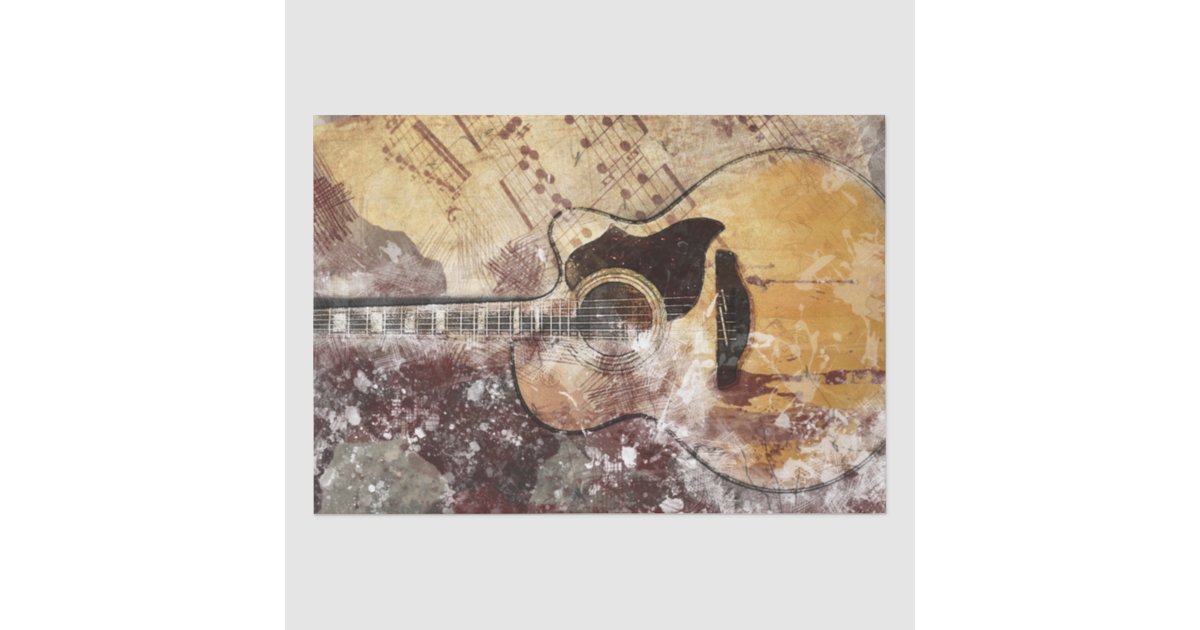 Art Collage Guitar Music 34 15x20 Decoupage Tissue Paper | Zazzle