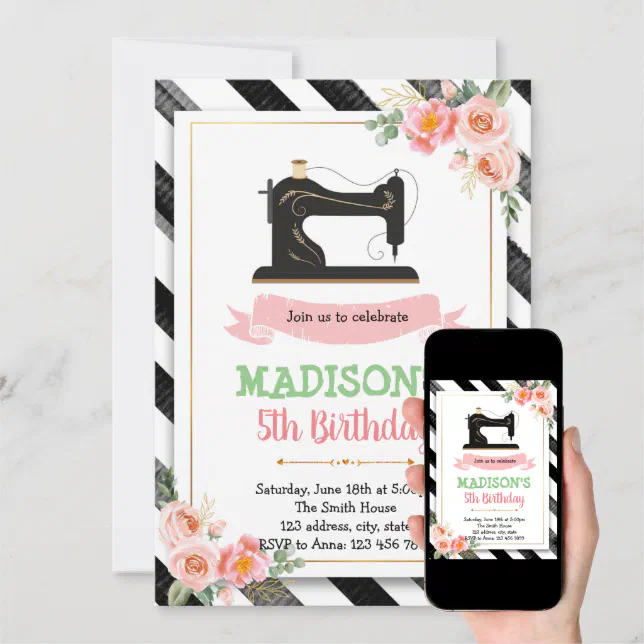 Art craft sewing party invitation | Zazzle