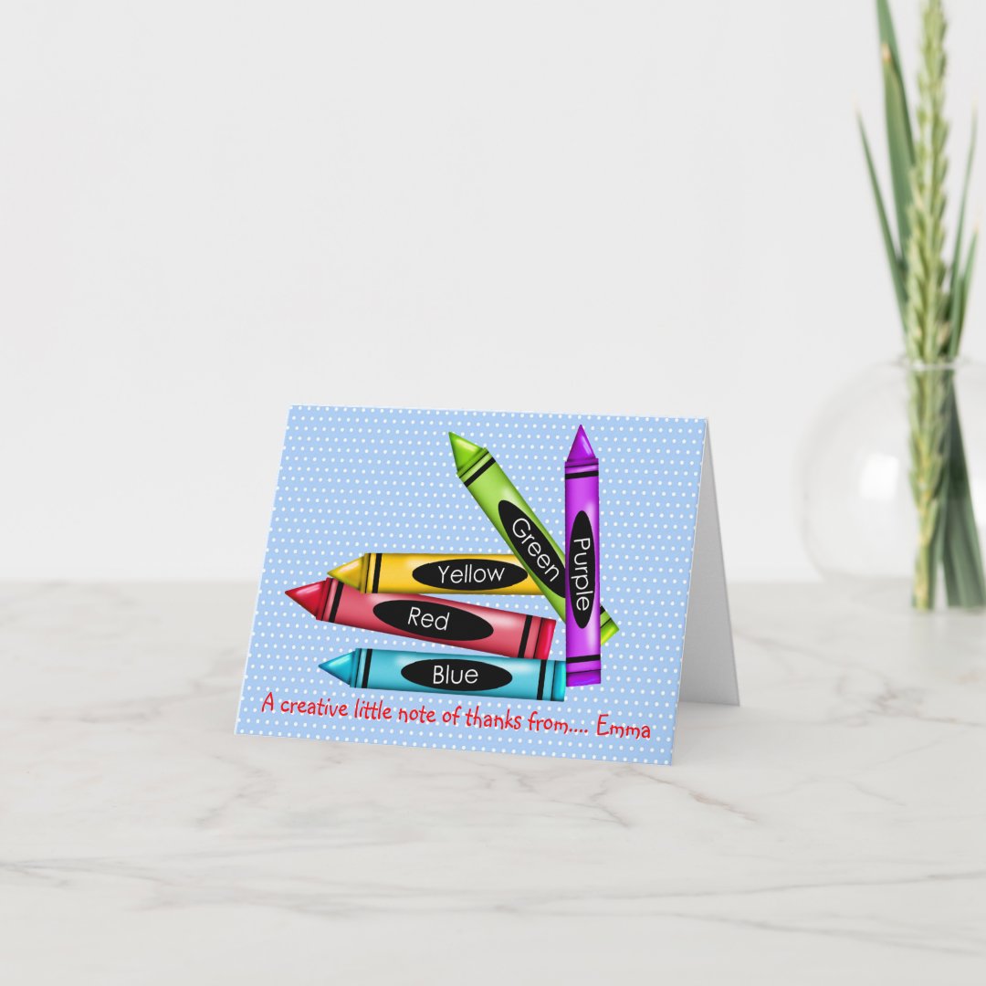 Art Crayons Thank you Note cards | Zazzle