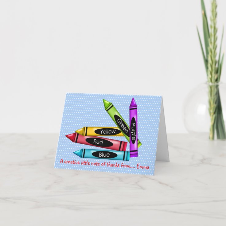 Art Crayons Thank you Note cards | Zazzle