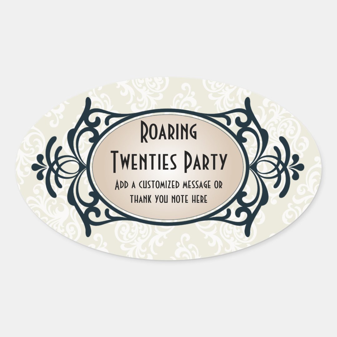 Art Deco 1920s Party Oval Sticker | Zazzle