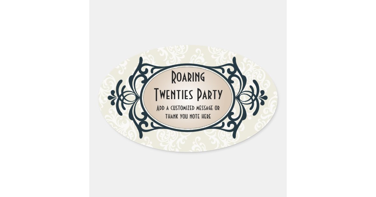 Art Deco 1920s Party Oval Sticker | Zazzle