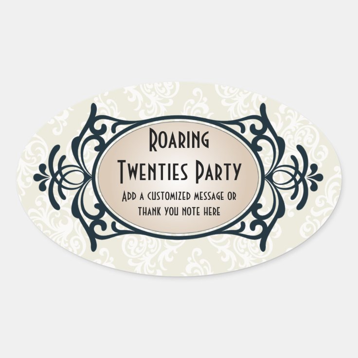 Art Deco 1920s Party Oval Sticker | Zazzle