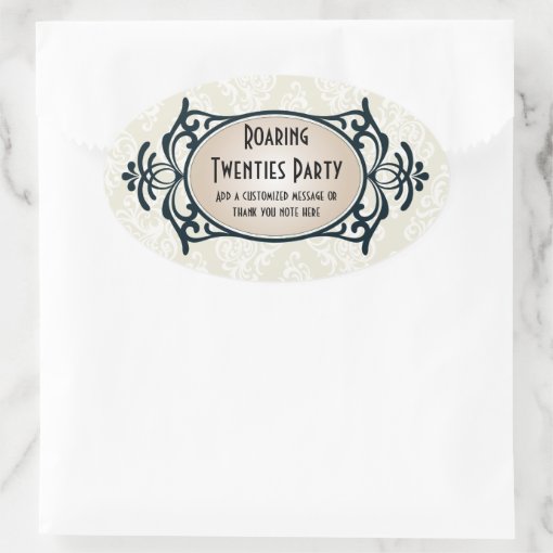 Art Deco 1920s Party Oval Sticker | Zazzle