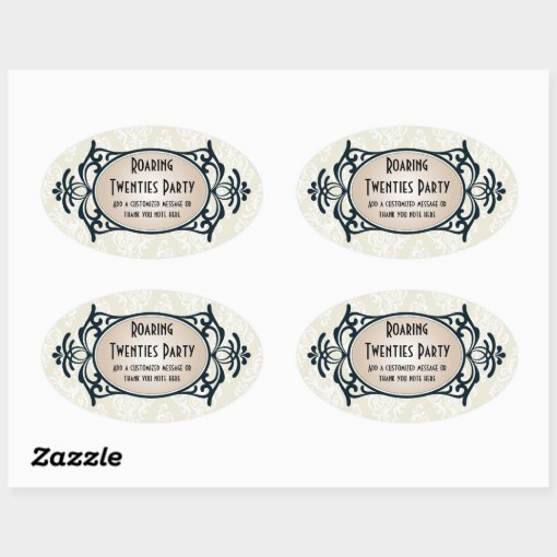 Art Deco 1920s Party Oval Sticker | Zazzle