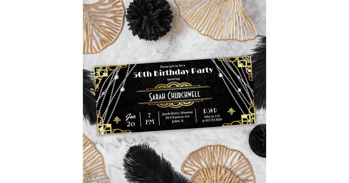 Art Deco 1920s Party Ticket Invitation | Zazzle