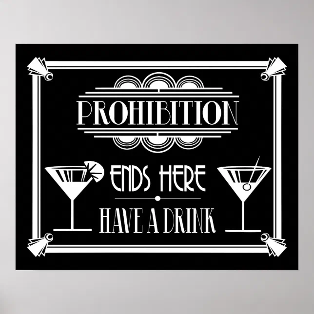 Art Deco 20's style "Cocktail Bar sign WHITE | Zazzle