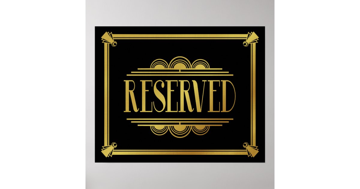 Art Deco 20's style "RESERVED sign | Zazzle