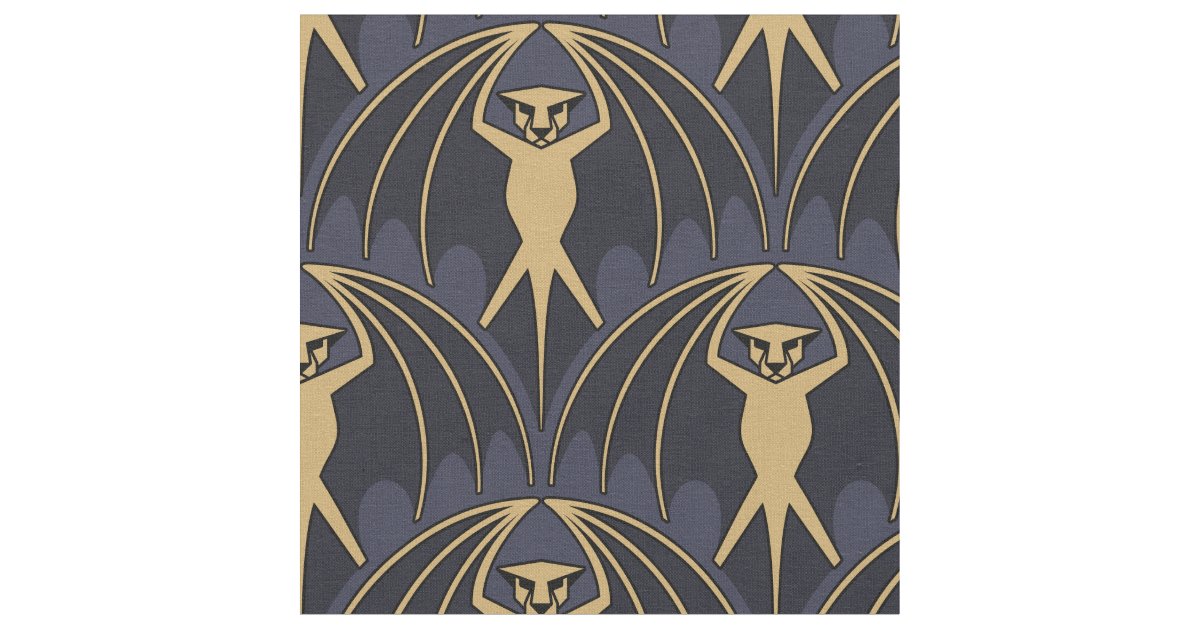 Art Deco Bat Pattern Fabric | Zazzle