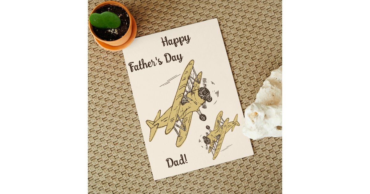 Art Deco Bi-planes - yellow Father's Day. Card | Zazzle