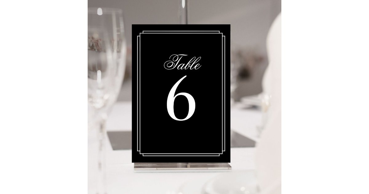 Art Deco Black And White Table Number | Zazzle