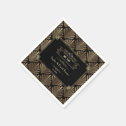 Art Deco Black Gatsby 1920s Wedding Napkins | Zazzle