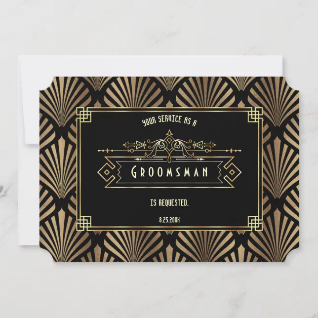 Art Deco Black Gatsby Will You Be My Groomsman Invitation | Zazzle