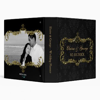 Art Deco Black Gold Photo Wedding Planner Binder | Zazzle