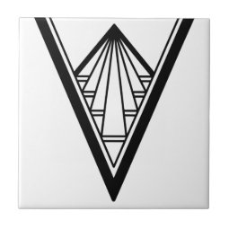Art Deco Black White Elegant V Shape Stylish Crisp Ceramic Tile | Zazzle