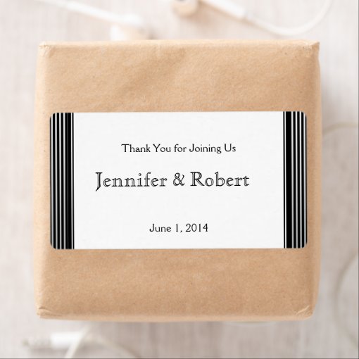 Art Deco Black White Stripe Water Bottle Label | Zazzle