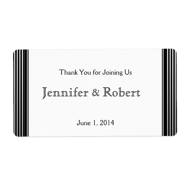 Art Deco Black White Stripe Water Bottle Label | Zazzle