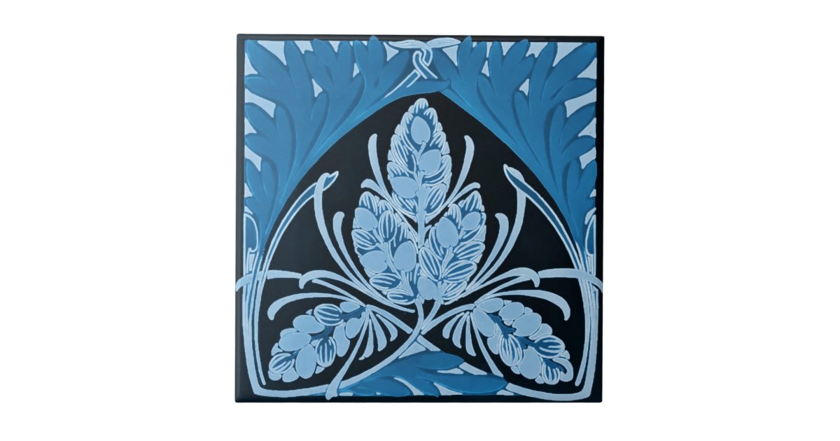 Art Deco Blue Ceramic Tile | Zazzle