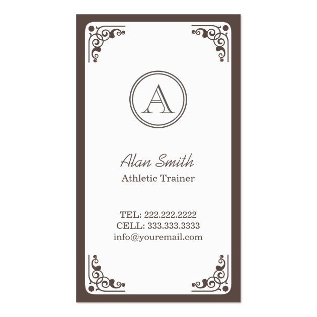 Art Deco Border Athletic Trainer Business Card Templates