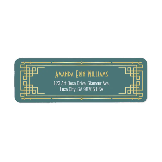 Art Deco Bridal Shower Elegant Gold Turquoise Label | Zazzle