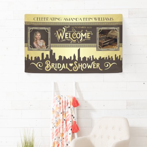 Art Deco Bridal Shower Gold Chocolate Welcome Banner | Zazzle