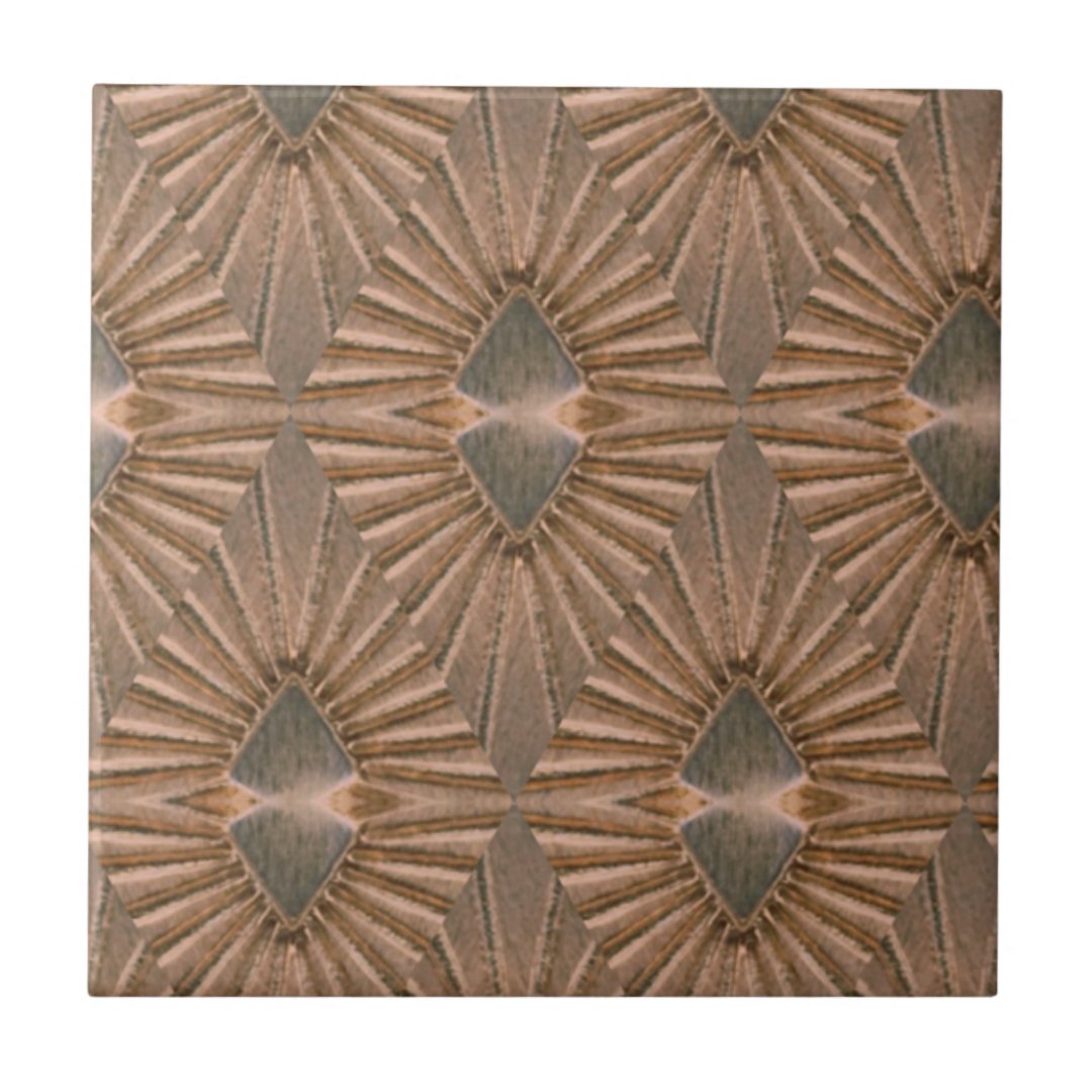 Art Deco Bronze Diamond Pattern Ceramic Tile | Zazzle