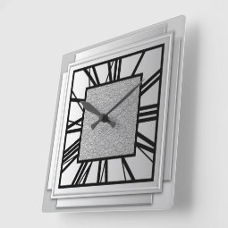 Art Deco, brushed silver Square Wall Clock | Zazzle