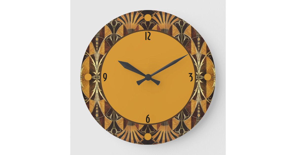 Art Deco Burl Wood Large Clock | Zazzle